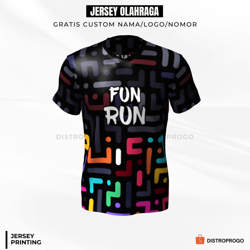 Jual Kaos Jersey Lari Hitam Warna Warni Motif Abstrak 365 Fun Run ...