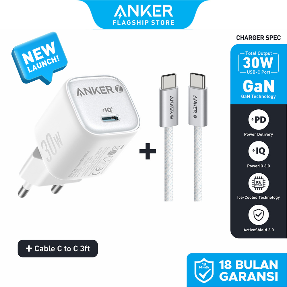 Jual Anker Adaptor Kepala Charger Zolo 20W 30W GaN Ice-colled iPhone 16 ...