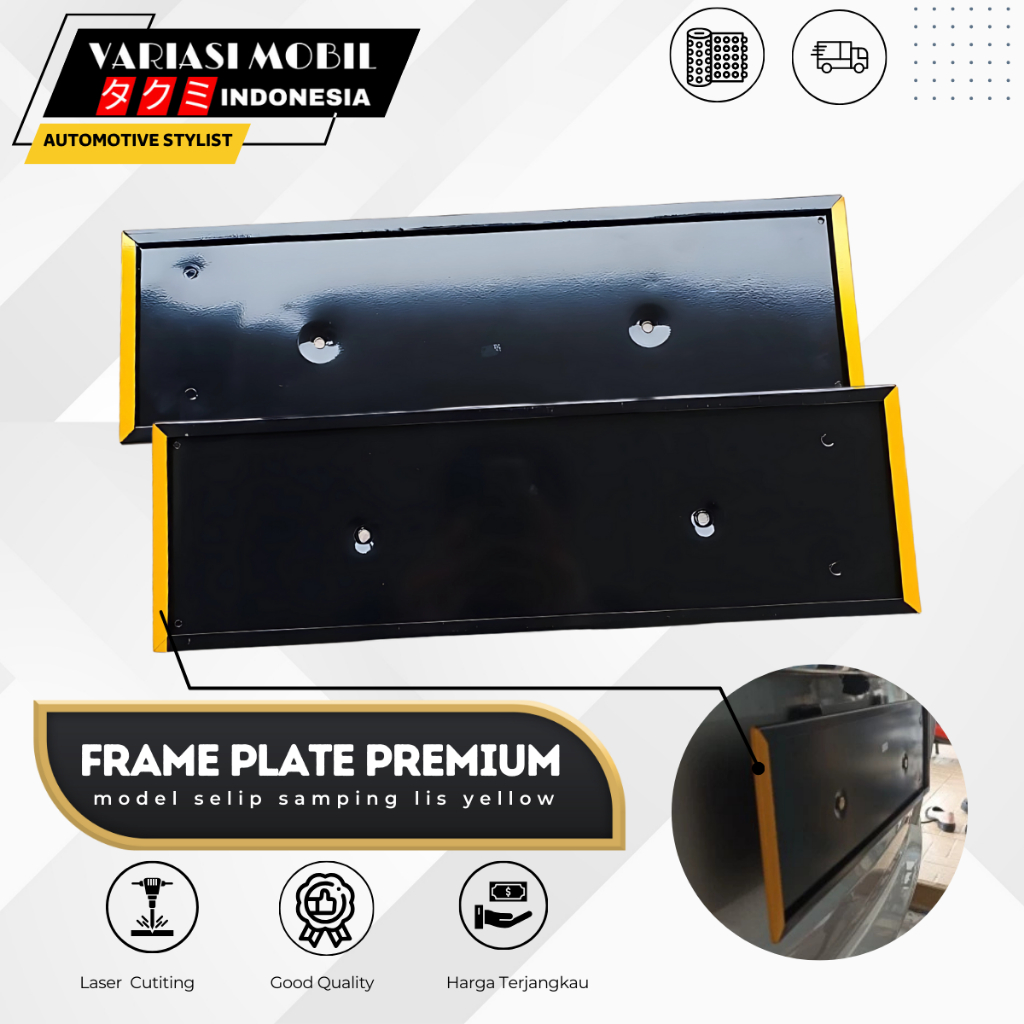 Jual Tatakan Dudukan Plat Nomor Mobil Model Lis Yellow Reflektif Selip ...