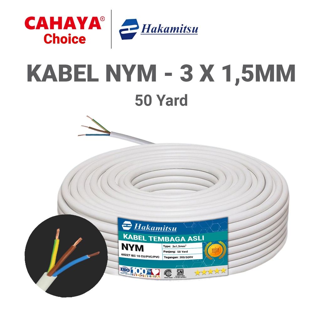 Jual CAHAYA - Kabel NYM 3 x 1,5mm 50 Yard Full / Kabel Listrik Tembaga ...