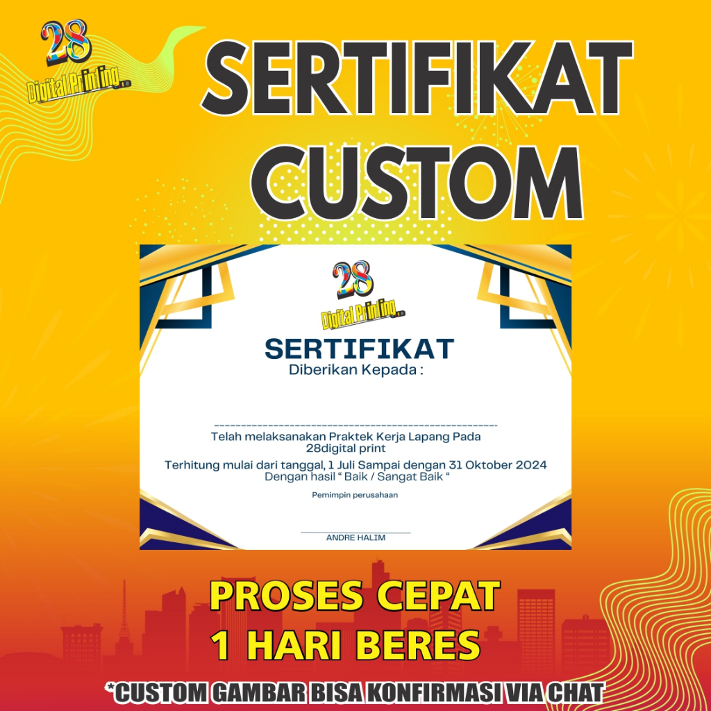 Jual CETAK SERTIFIKAT / PIAGAM MURAH BAHAN ART PAPER 260 LAMINASI ...