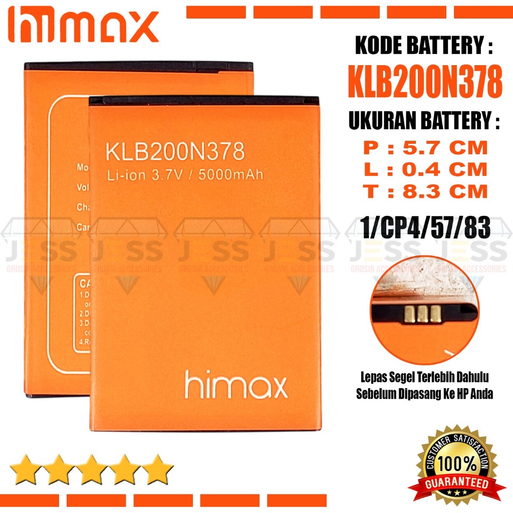 Jual Baterai Original Himax M4 & M21 4G KLB200N378 ukuran Battery Panjang 5.7cm Tinggi 8.3cm ...
