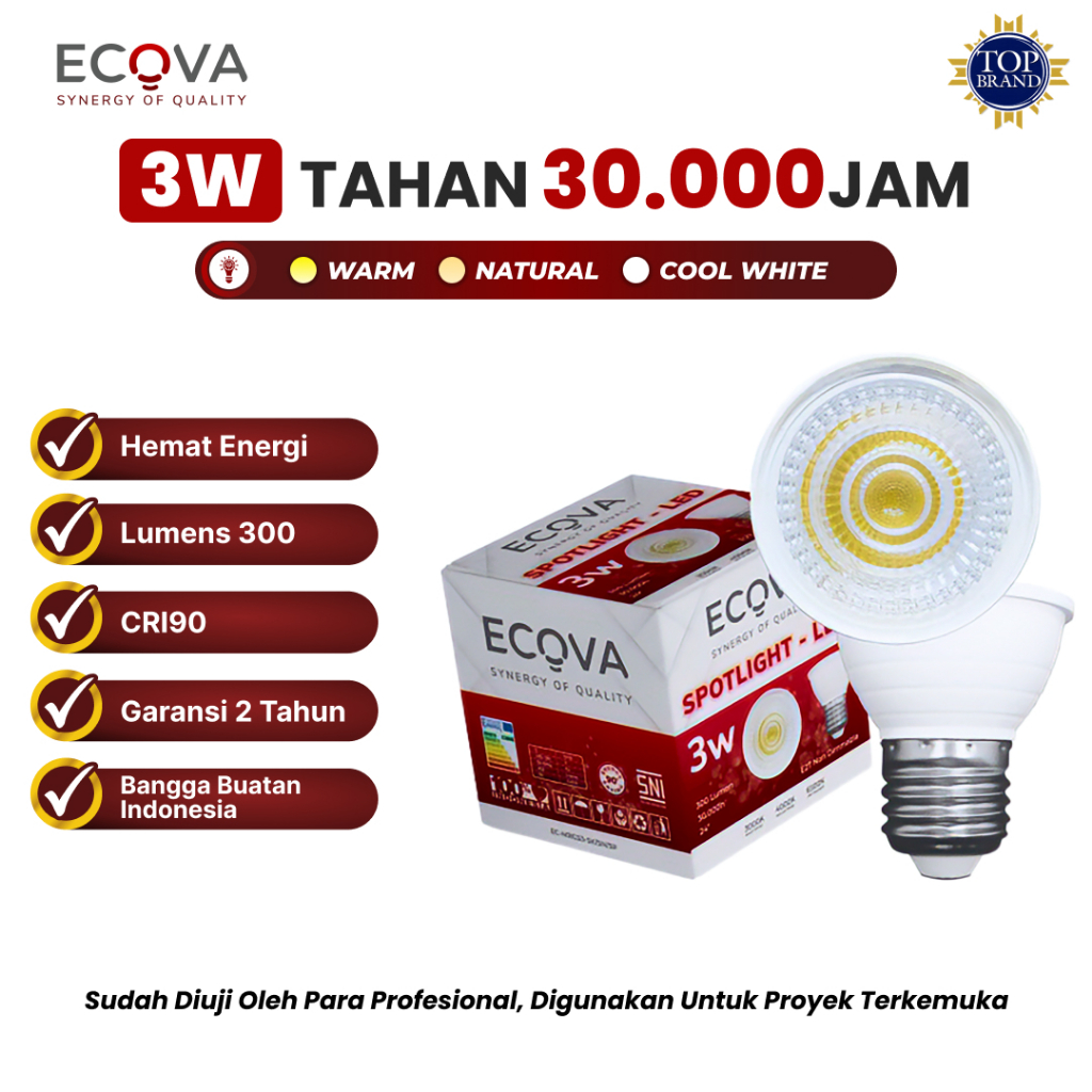Jual Ecova - Lampu LED Spotlight MR16 Fitting E27 Untuk Lampu Sorot | Putih | Natural | Kuning ...