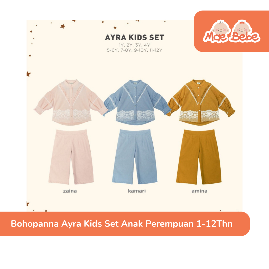Jual BOHOPANNA Ayra Kids Set Raya Collection Setelan Muslim Anak Perempuan 1-12 Tahun | Shopee ...