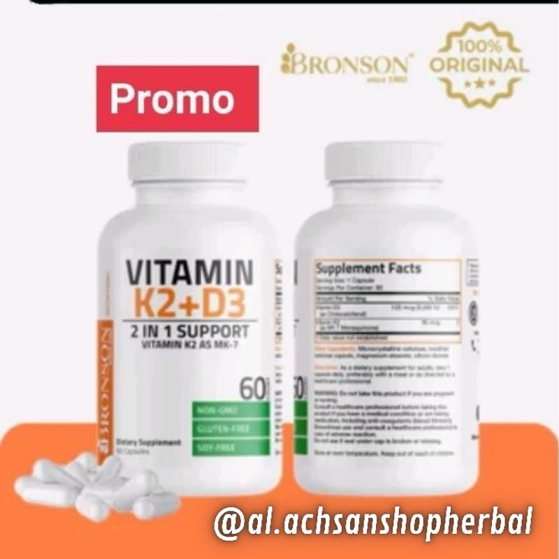 Jual Bronson Vitamin K2 (MK7) dengan Suplemen D3 Formula Non-GMO 500 IU ...