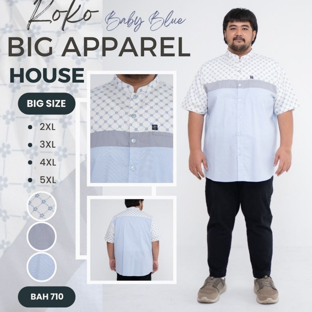 Jual Kemeja Koko Jumbo Oversize Big Size Pria Laki Cowok Katun 3 Tone ...
