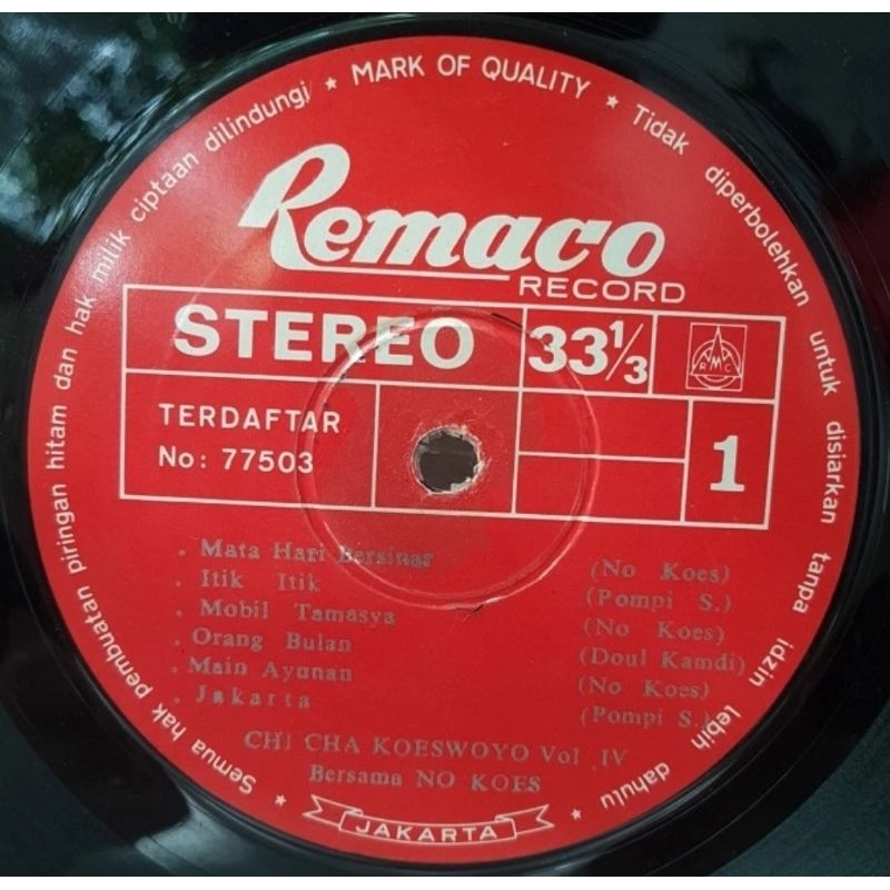 Jual Vinyl Piringan Hitam 12 inch Chi Cha Koeswoyo Vol. 4 - Mata Hari ...