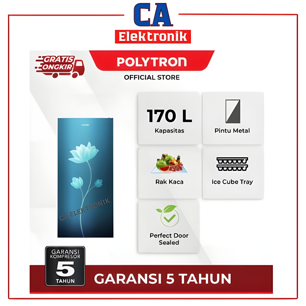 Jual Kulkas POLYTRON 1 pintu Beauty metal door 180 liter PRB 179 RED ...