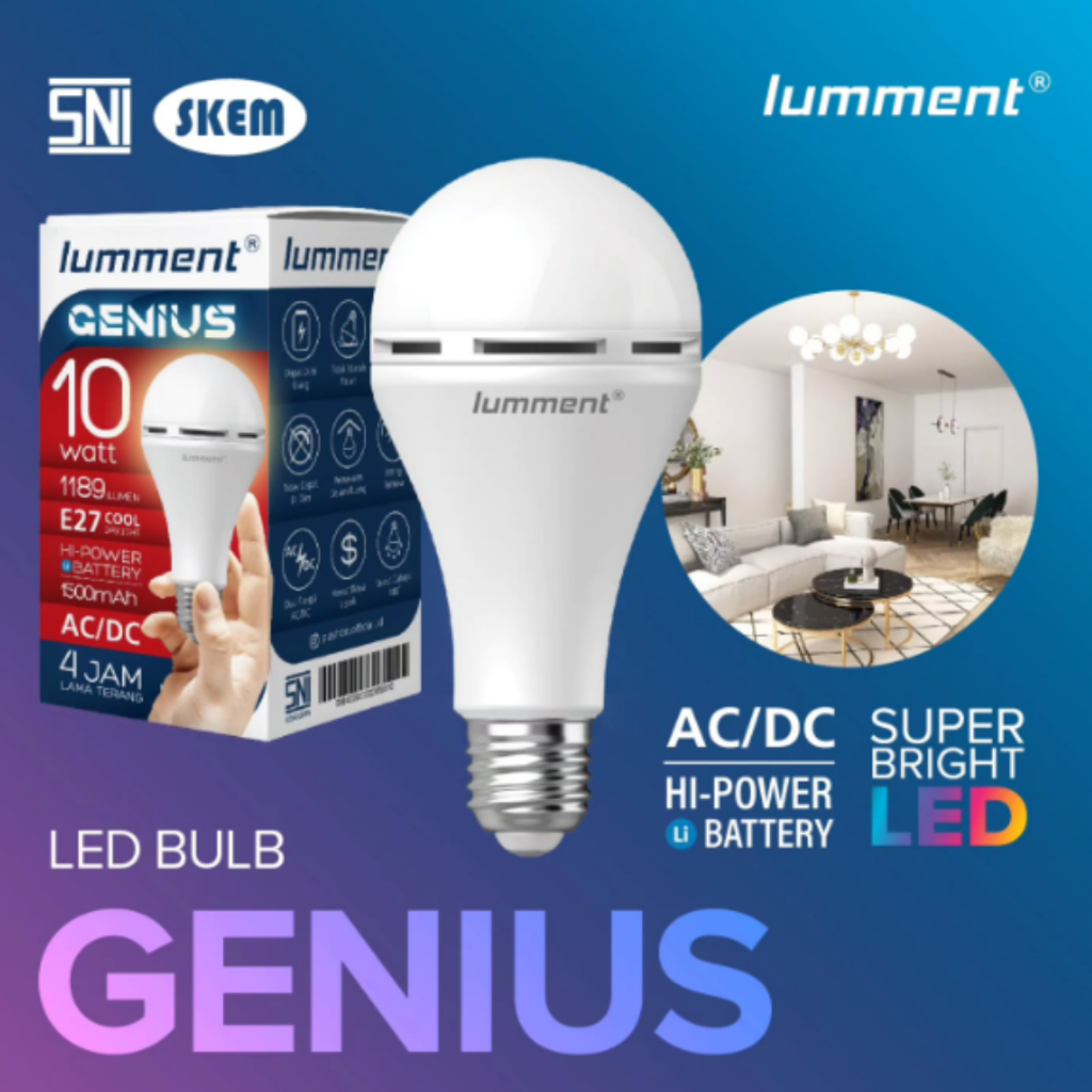 Jual Lumment Genius AC/DC Lampu Darurat LED 7W 10W 15W 20 Watt ...