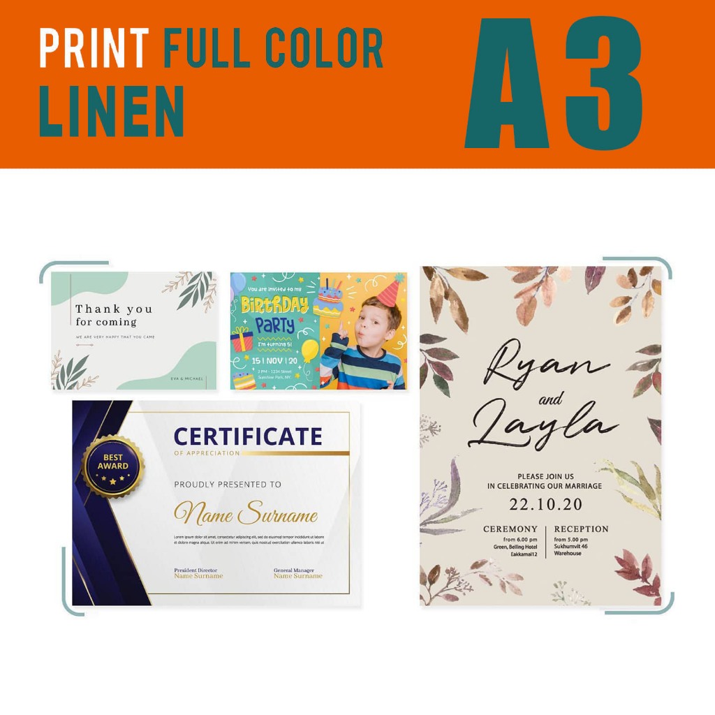 Jual Cetak Sertifikat / Undangan / Piagam - Linen A3 / A3+ 260gsm ...