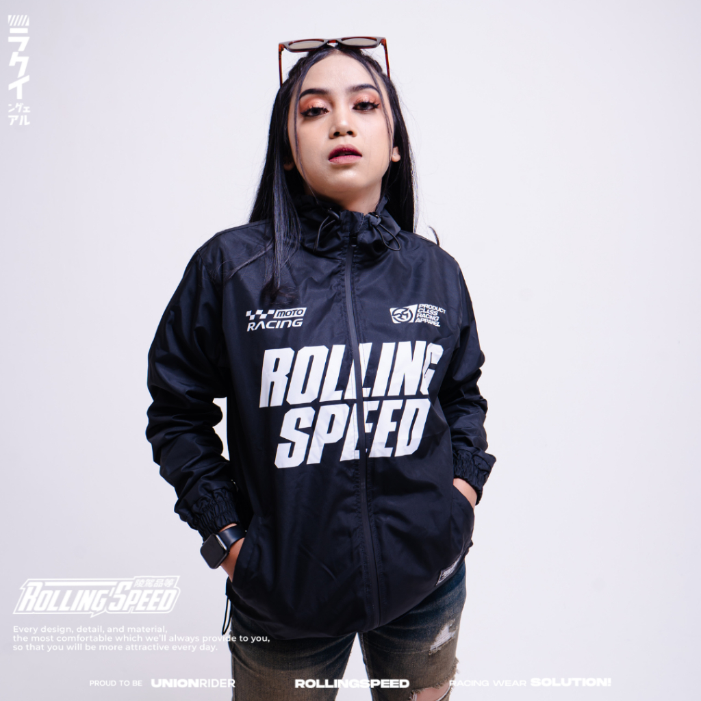 Jual Rollingspeed Wovlar Windbreaker Jacket Black - Jaket Motor Parasut Hitam | Shopee Indonesia