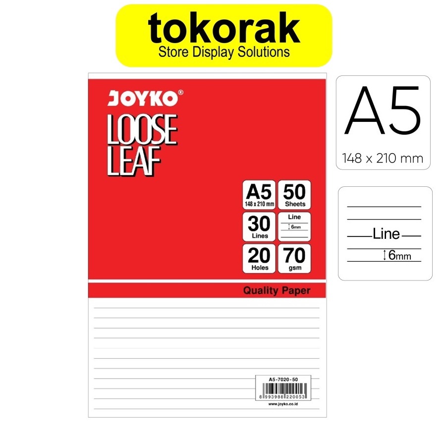 Jual JOYKO LOOSE LEAF A5 LINES JOYKO REFILL KERTAS FILE BINDER GARIS 7020 ISI 50 100 150 LEMBAR ...