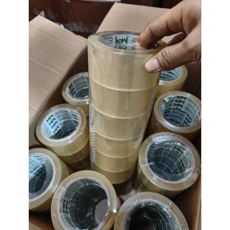 Jual lakban bening tebal ukuran 2 inch x 100 yard / lakban transparan 2 inch / lakban bening 2 ...