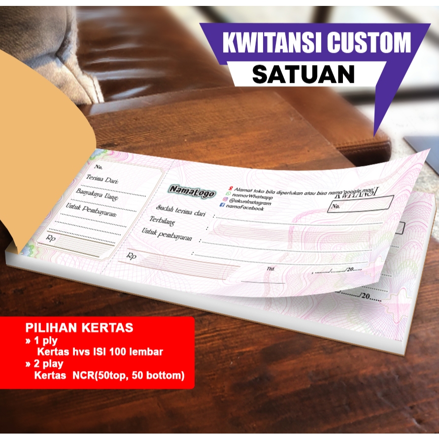 Jual Kwitansi penjualan 8 x 21cm pesan satuan data sesuai toko, atau ...