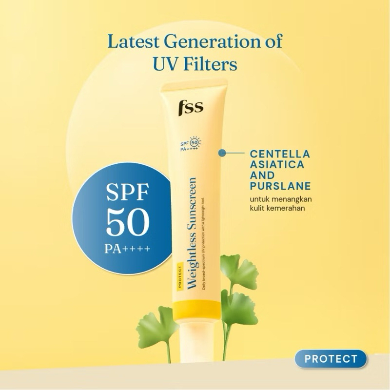 Jual For Skin's Sake FSS Weightless Sunscreen SPF 50 PA ++++ Perlindungan Maksimal Untuk Kulit ...