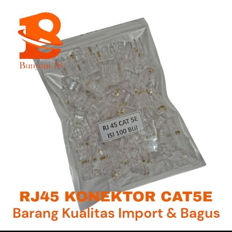 Jual CONNECTOR KONEKTOR UTP RJ45 CAT5E RJ 45 CAT 5E MODULAR PLUGS JARINGAN LAN 100 BiIJI ...