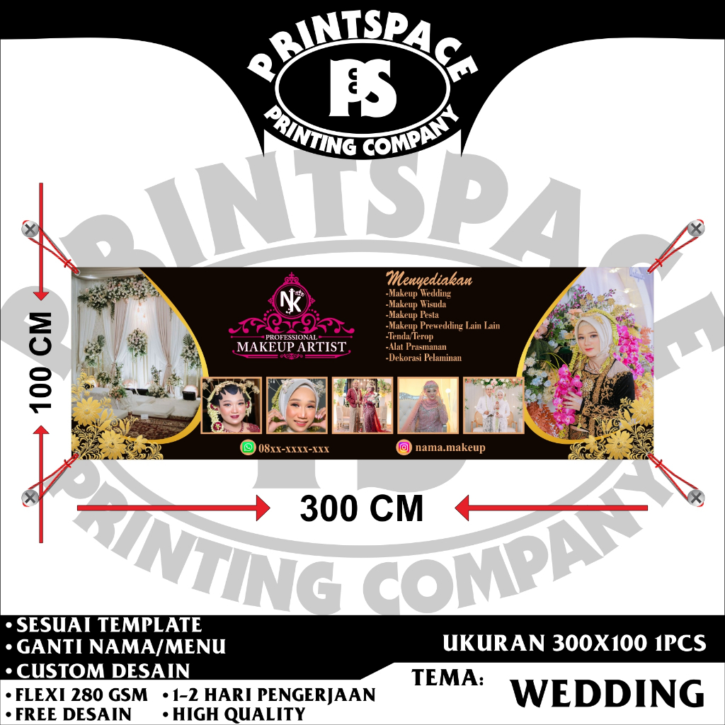 Jual SPANDUK/MMT/BANNER WEDDING 300X100/BISA CUSTOM/TERMURAH | Shopee ...