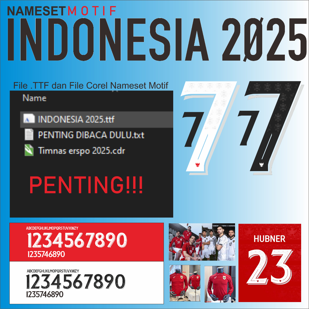 Jual File Font Nameset Timnas Indonesia 2025 Erspo Motif Corak Batik lengkap | Shopee Indonesia