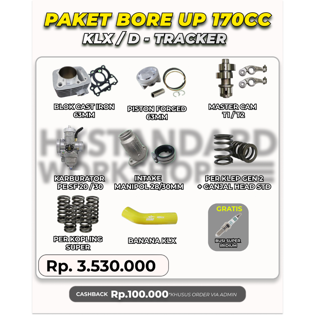 Jual Paket Bore up 4 170cc Piston 63 KLX 150 D-TRACKER Spek Harian ...