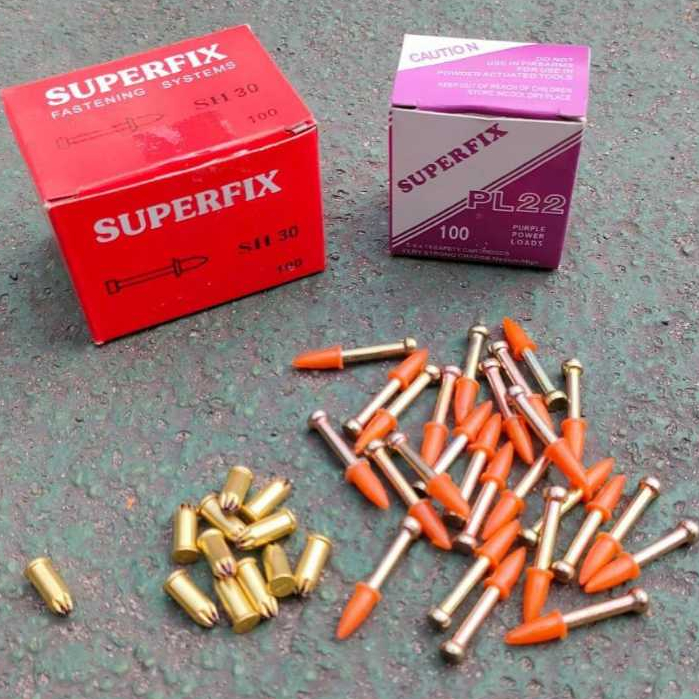 Jual Paku Tembak Ramset Superfix Set 100 pcs Mesiu dan Power Load ...