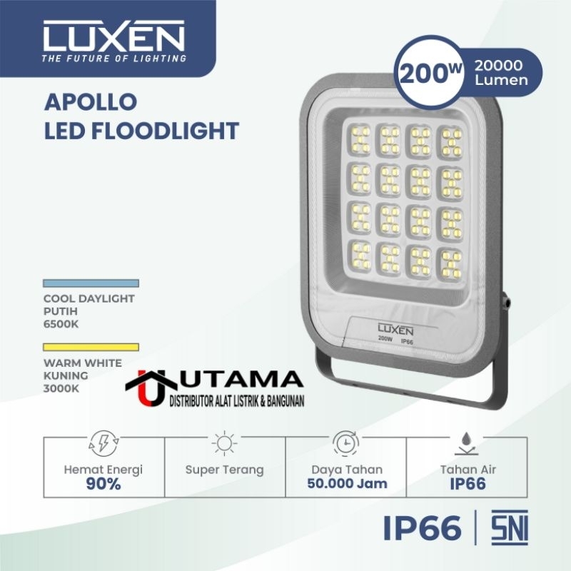 Jual Luxen Lampu Sorot LED Flood Light Apollo 200 watt | Shopee Indonesia