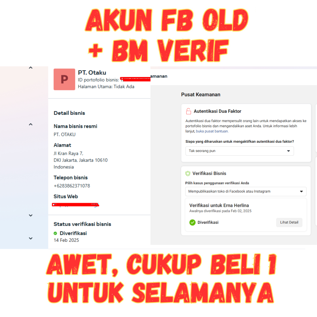 Jual AKUN FB OLD + BM VERIF (DOKUMEN PT) | Shopee Indonesia