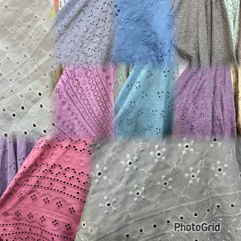 Jual bahan kain bordir / katbol / katun bolong bordir harga per 50 cm ...