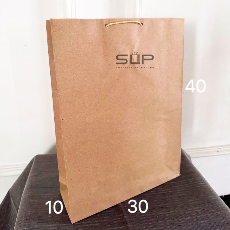 Jual PAPER BAG 30x40 PAPERBAG COKLAT JUMBO TAS KERTAS POLOS COKLAT ...