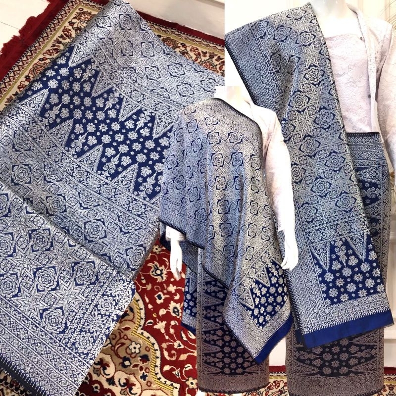 Jual SONGKET DISKON / SONGKET PALEMBANG ASLI TENUN /SONGKET LEPUS KRISTAL MURMER / SONGKET BIRU ...