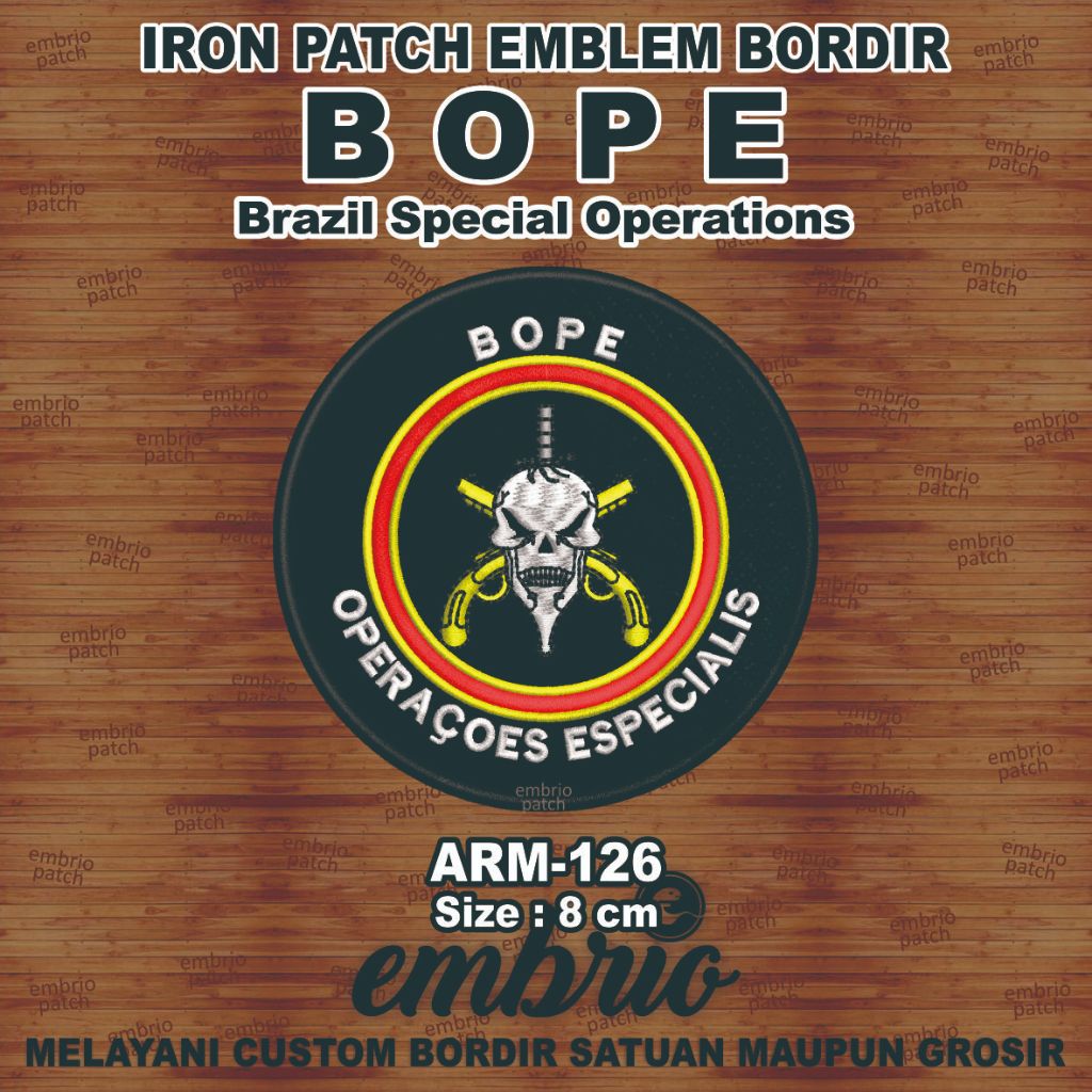 Jual ARM-126 PATCH BOPE OPERACOES ESPECIALIS SPECIAL OPERATION ARMY ...