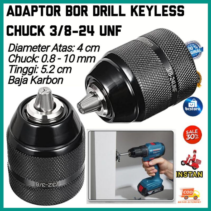 Jual Adaptor Bor Casing Drill Keyless Chuck 0.8-10mm 3/8-24 UNF - XZ-10 ...