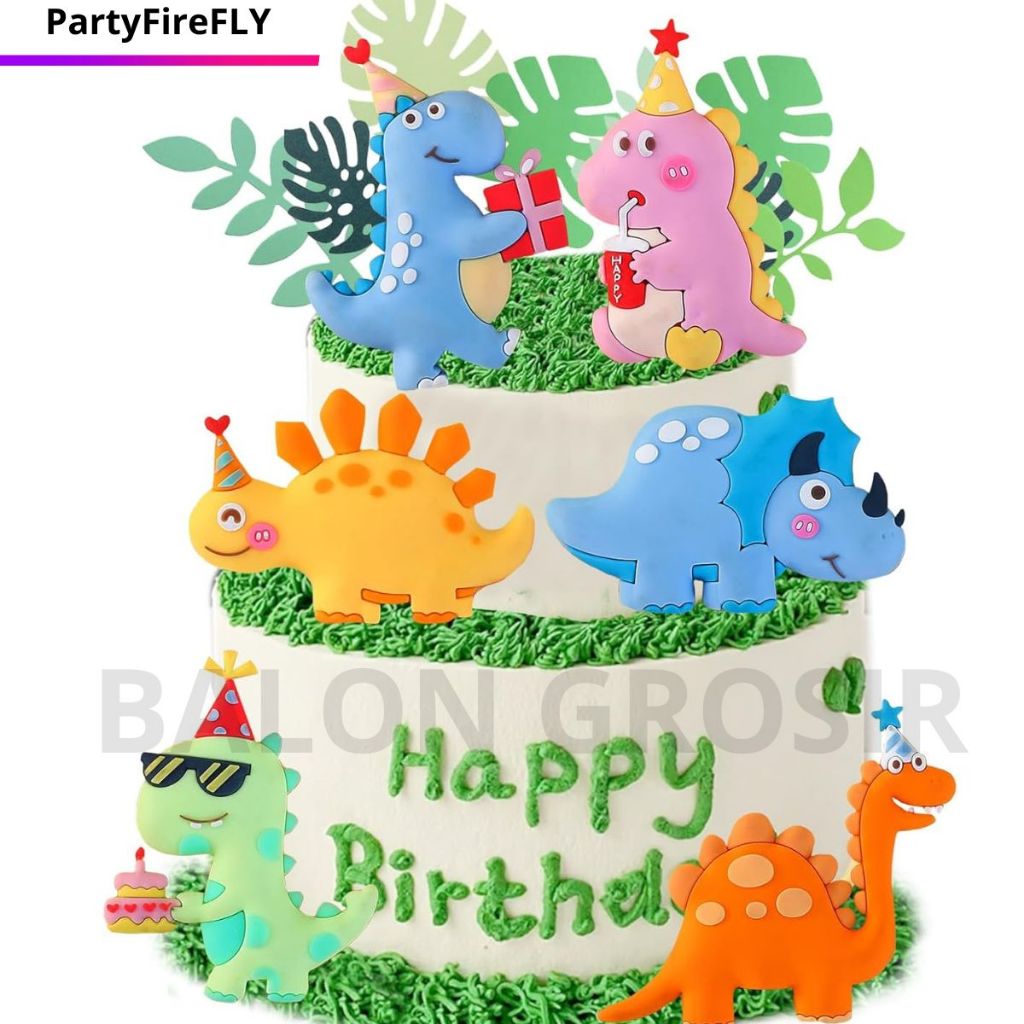Jual Cake Topper Motif Dinosaurus Tusukan Kue Ulang Tahun Dinosurus ...