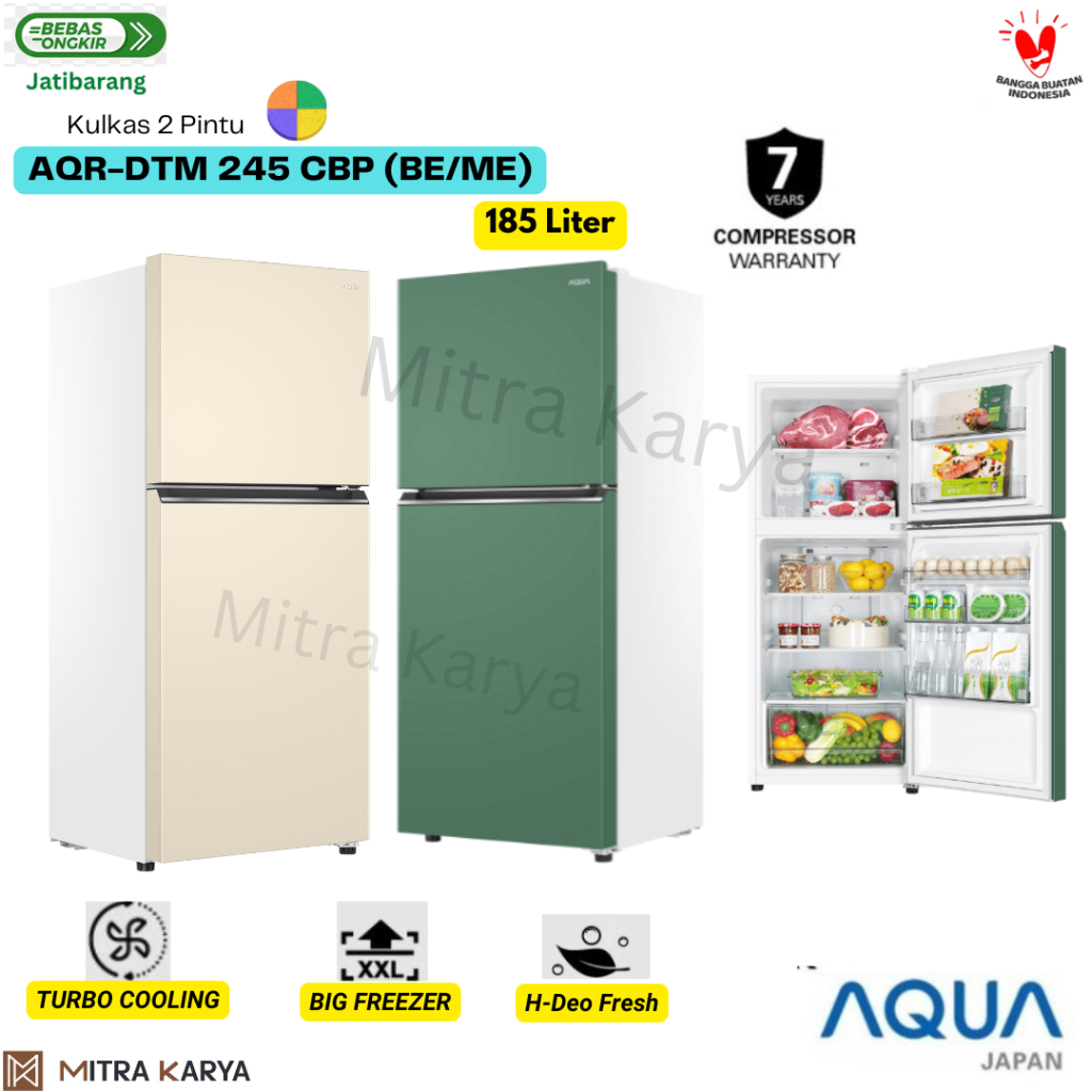 Jual Kulkas AQUA AQR-DTM245CBP BE/ME Lemari Es 2 Pintu AQUA AQR DTM 245 CBP Beige Matcha Low ...