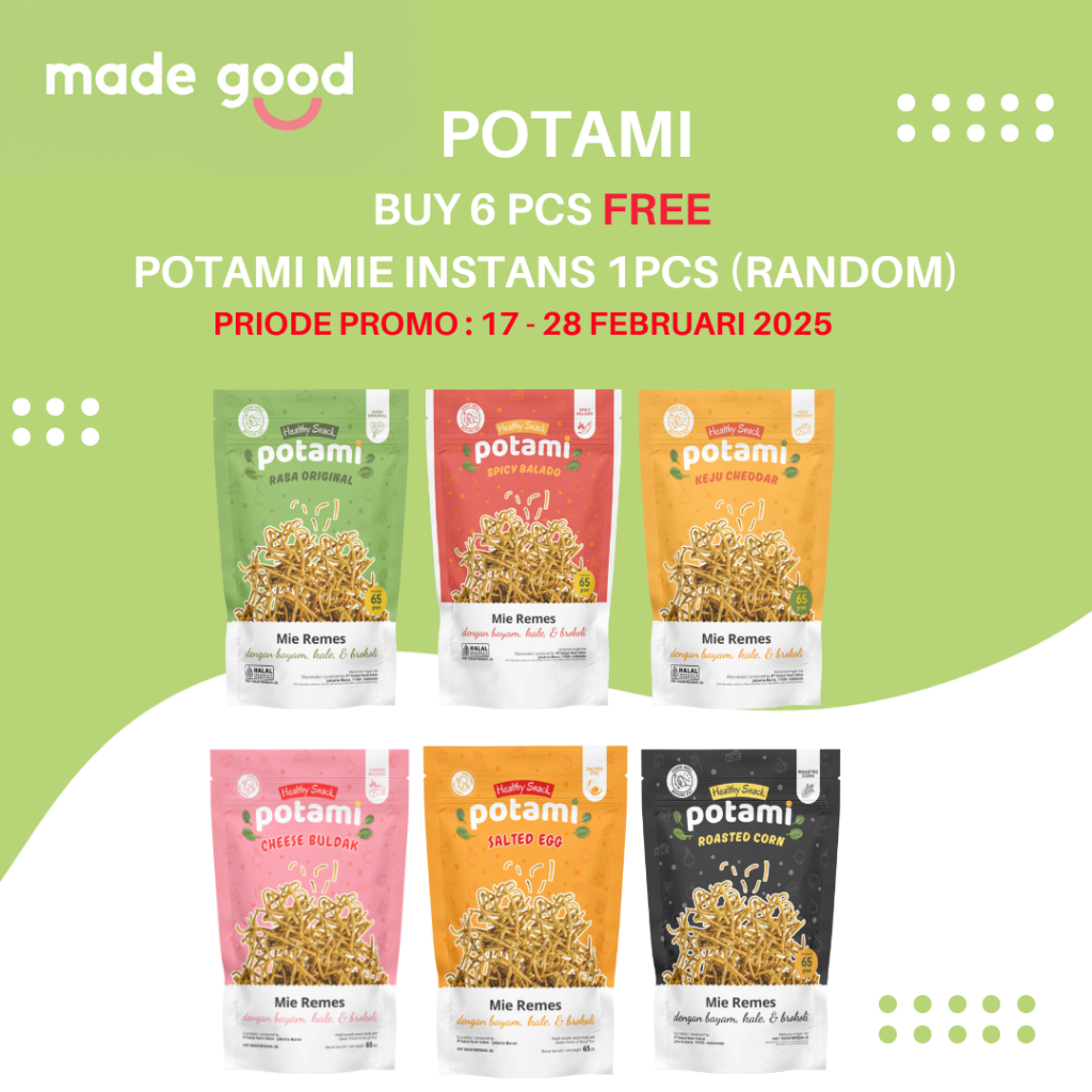 Jual Potami Healthy Snack 65gr Mie Remes Bayam Original Spicy Cheese ...