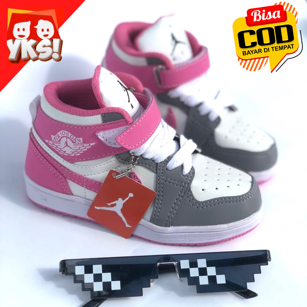 Jual (BISA COD) Sepatu sneakers anak jordan pink (26-35) perempuan atau ...
