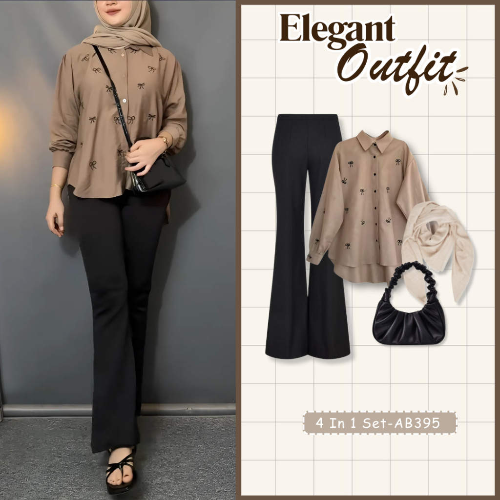 Jual 4 In One Set Korean Style ( Tas+Bella Square+Blouse+Celana Cutbray ...