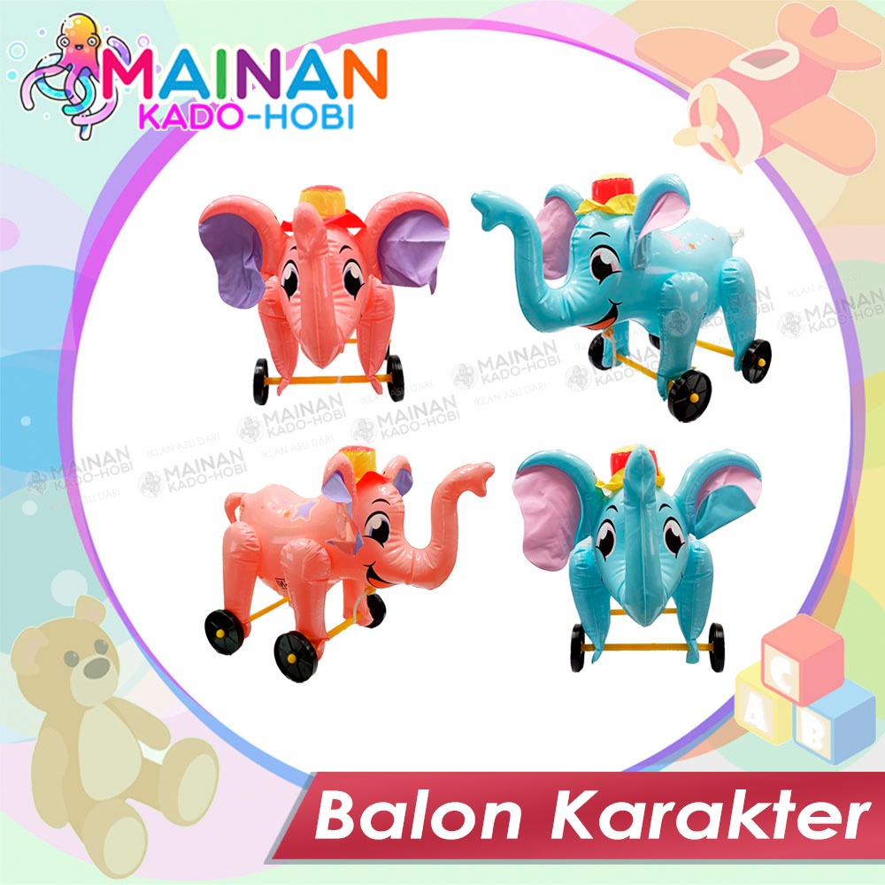 Jual MAINAN ANAK BALON FOIL TARIK KARAKTER ANIMAL DUMBO GAJAH RODA 2 ...