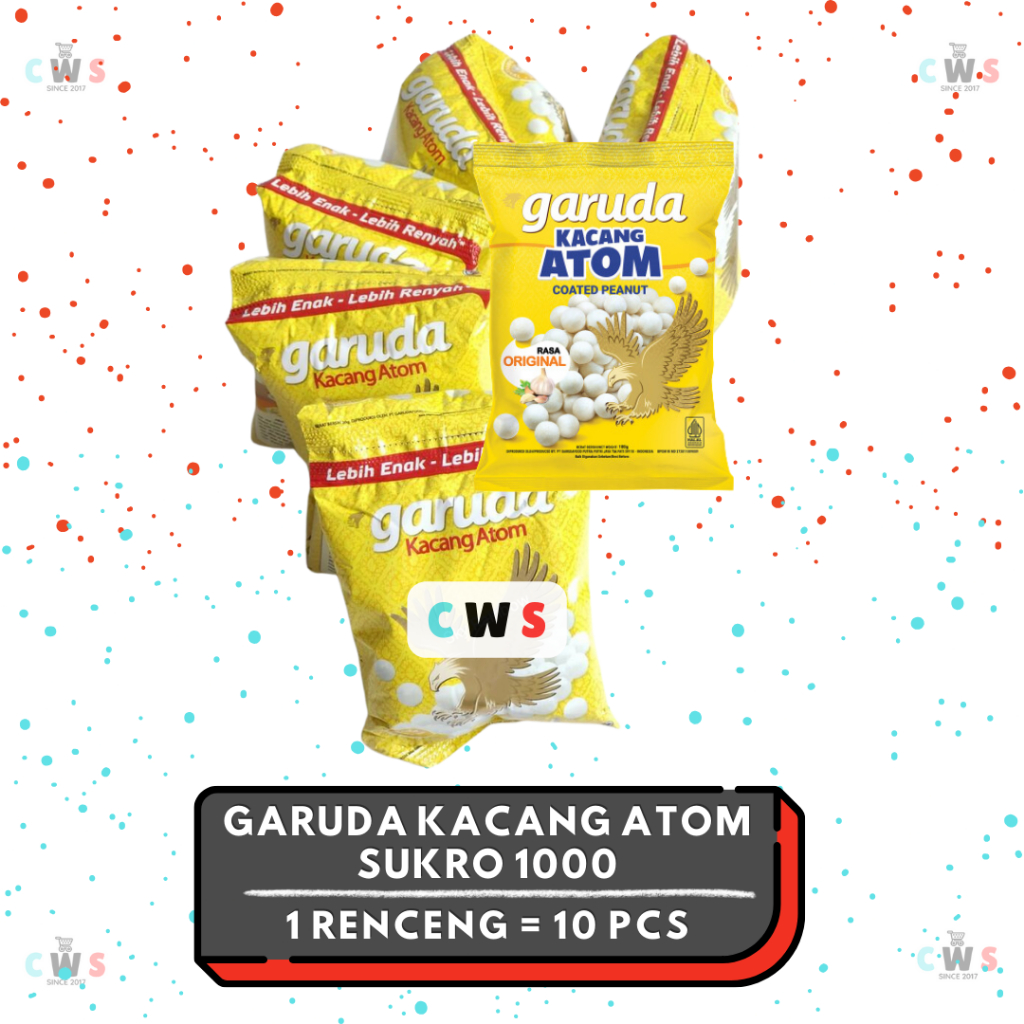 Jual Garuda KACANG ATOM Sukro Original Sachet 1000 - 1 Renceng / 10 Pcs ...