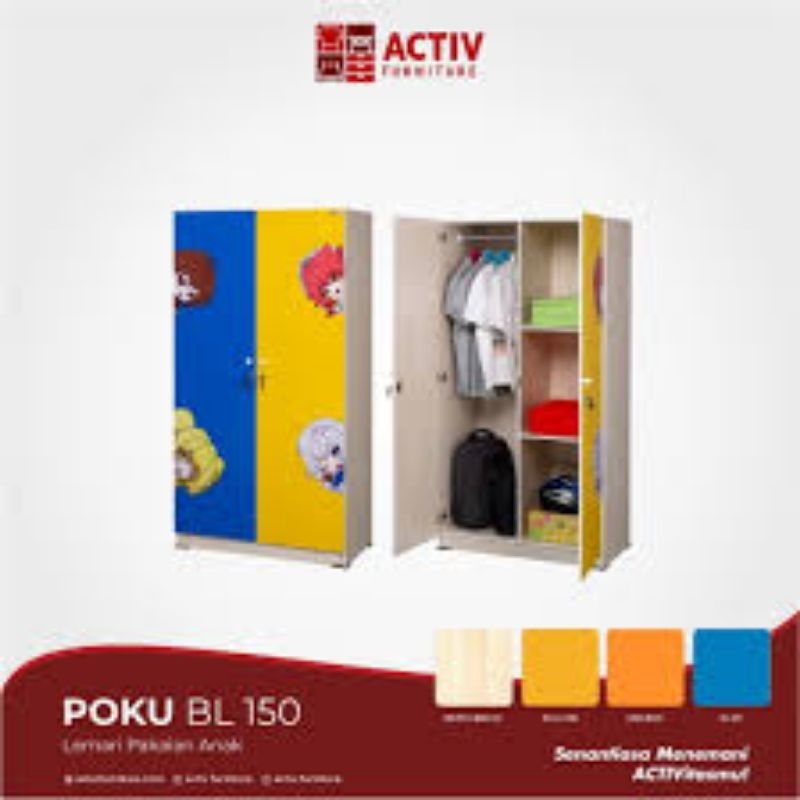 Jual LEMARI PAKAIAN PANEL POKU BL150 WHITE | Shopee Indonesia