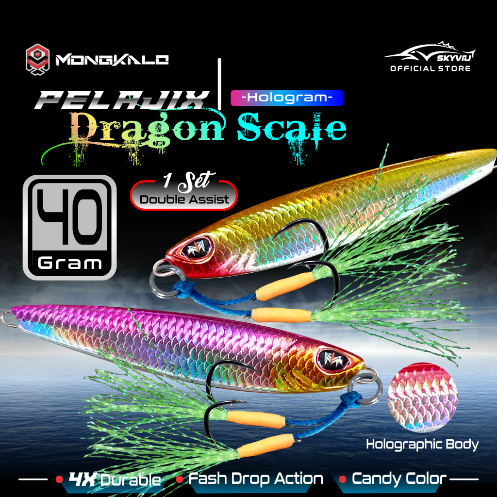 Jual Metal Jig 40g Umpan Pancing 40gr 1 Set Kail Double Assist Hook 40gram MONGKALO PELAJIX 40 ...