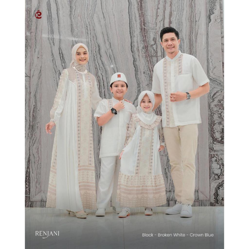 Jual Baju Sarimbit Keluarga 2025 Renjani Broken White/Gamis Lebaran ...