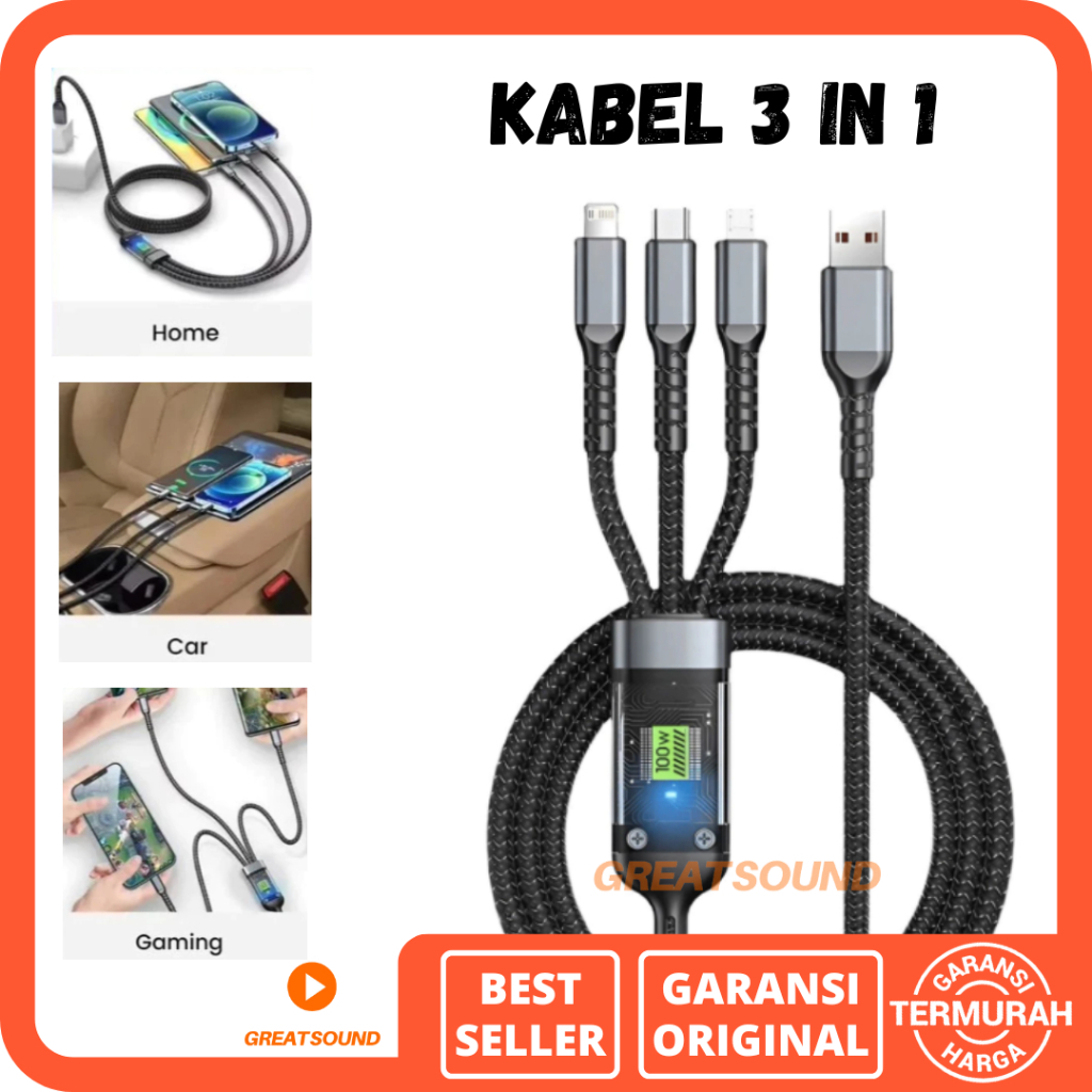 Jual Kabel data 3IN1 Lightning Type C Micro Kabel data Fast Charging ...