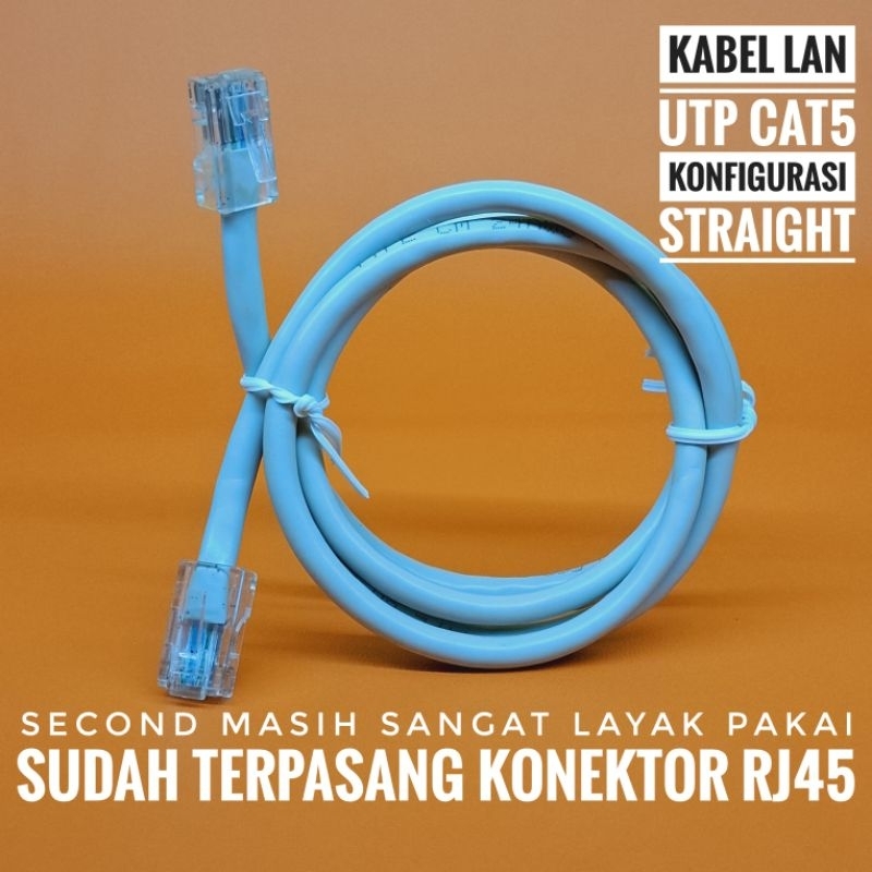 Jual Kabel LAN UTP Cat 5e Panjang 1M Sudah Terpasang Konektor RJ45 ...