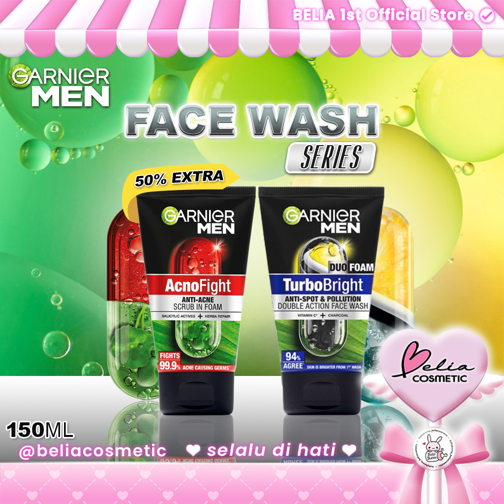Jual BELIA GARNIER MEN Face Wash 150ml | Acno Fight | Turbo Bright | Sabun Wajah Pria | Shopee ...