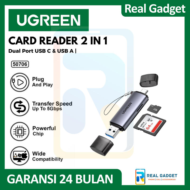 Jual UGREEN Card Reader 3in1 2in1 USB Type C Ke USB A 2.0 SD TF Card ...