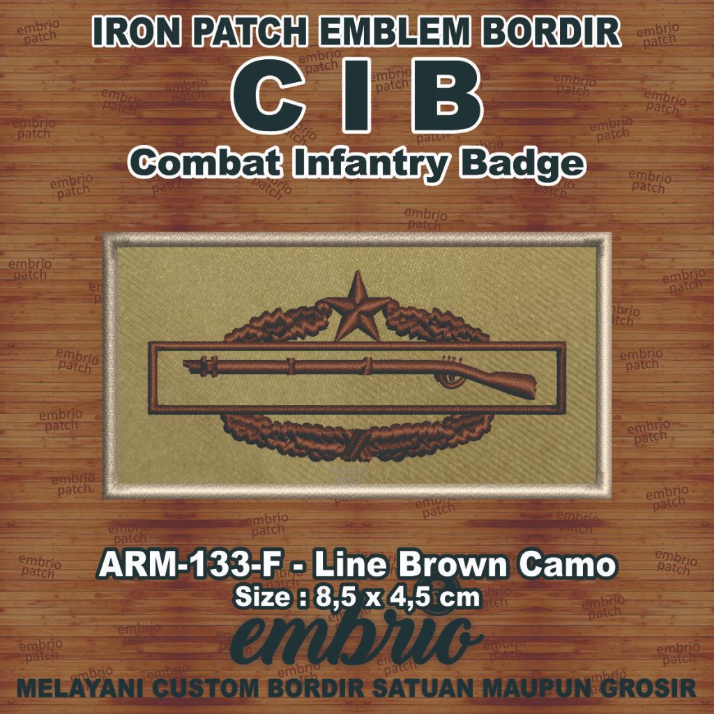 Jual ARM-133-F Patch CIB Combat Infantry Badge US Army Patches Emblem Bordir Baju M-65 Jaket M65 ...