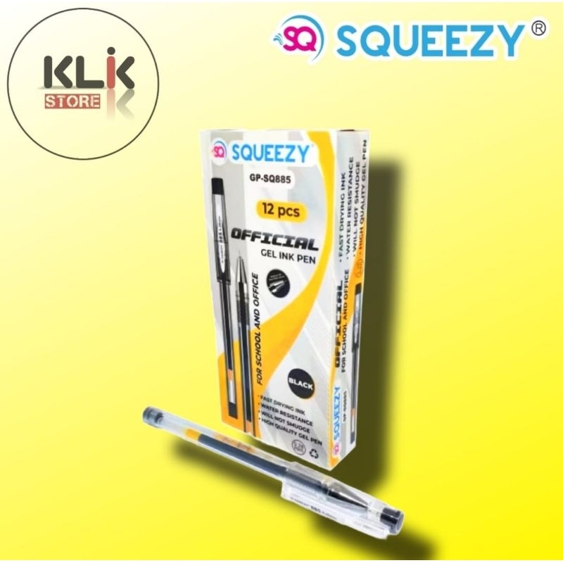 Jual (Pack / 12pcs) Ballpoint Gel Hi Tech Squeezy GP SQ 885 0.28mm ...