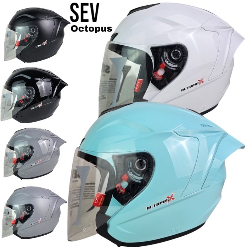 Jual Helm Sev Octopus X Solid Easy Green | Single Visor | Half Face ...