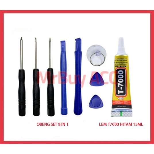 Jual Obeng Set Handphone 8 in 1 + Lem T7000 15ml HITAM Alat Pembuka Casing Hp Opening Tools ...