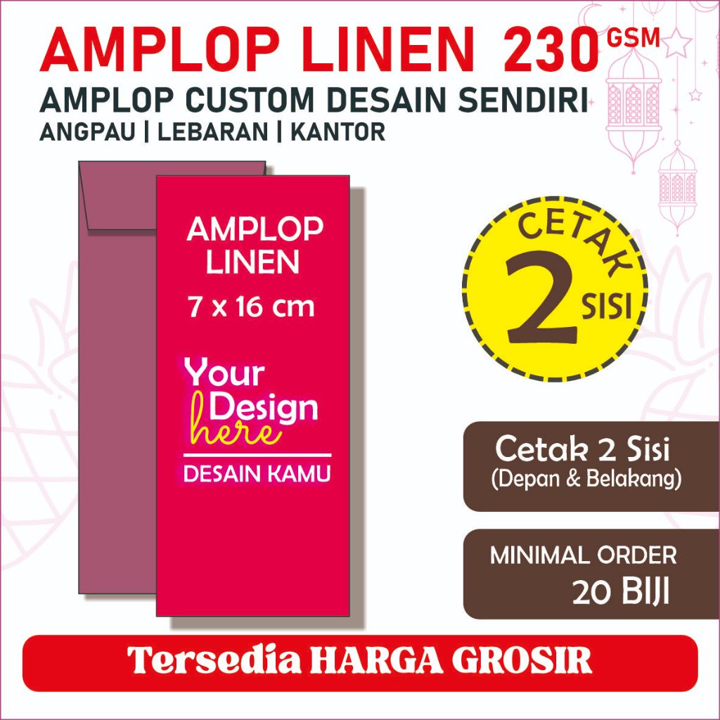 Jual Amplop Lebaran Linen Panjang Besar 7x16 cm | Amplop Idul Fitri ...